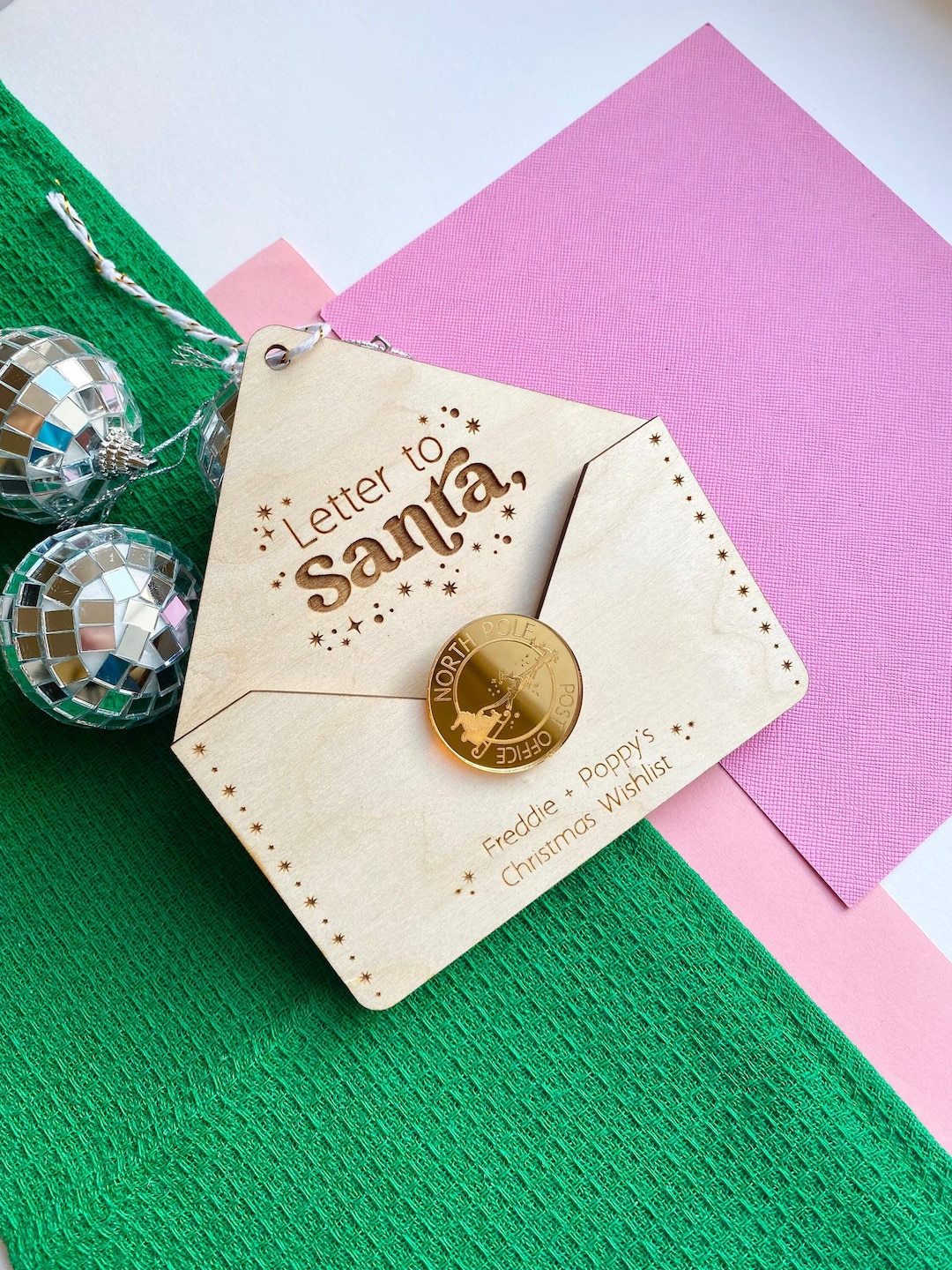 Personalised Wooden Santa Letter Holder Letter to Father Christmas ...