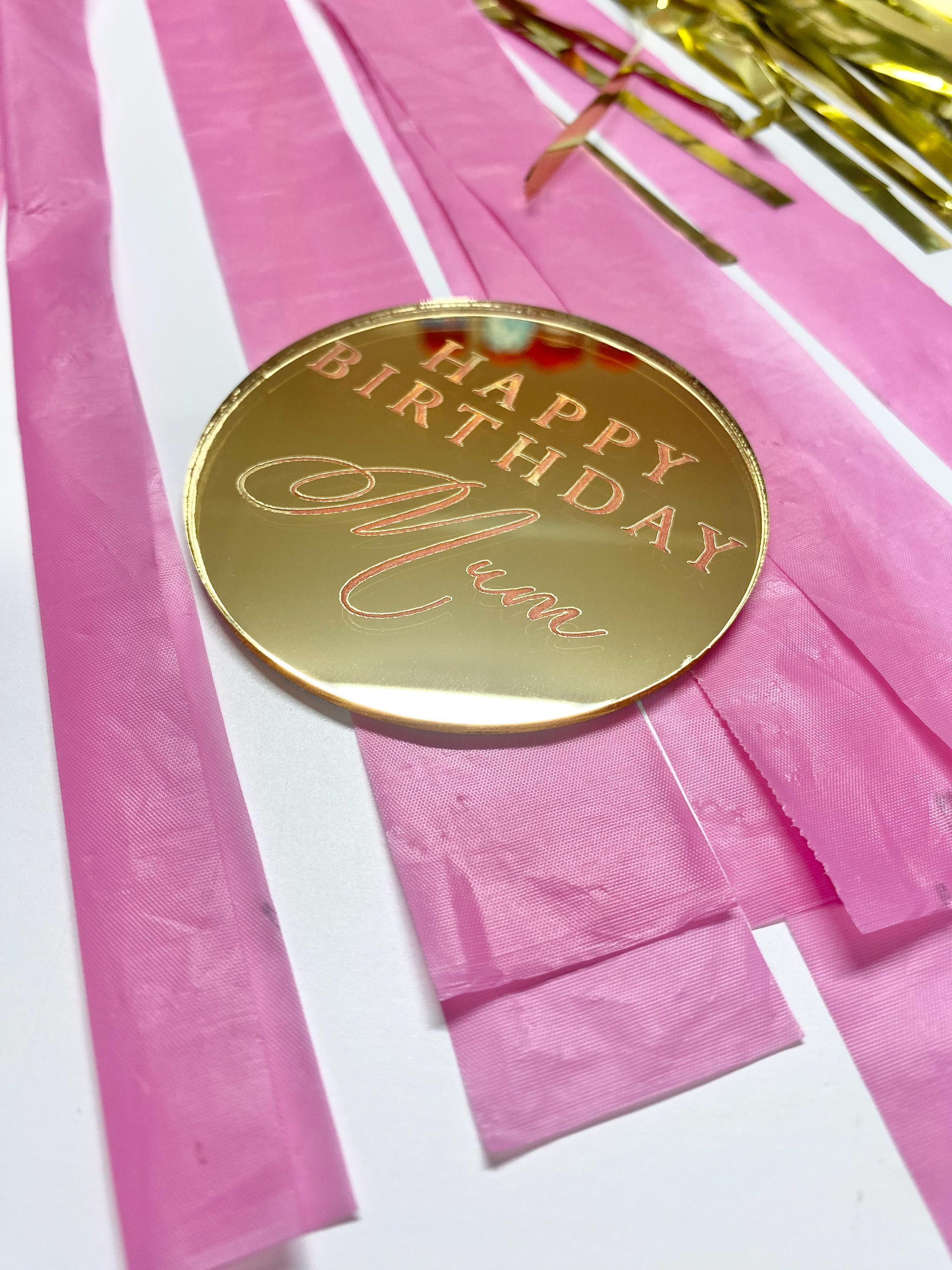 Happy Birthday Mum Cake Topper - Acrylic Cupcake Topper Disc - Cake ...