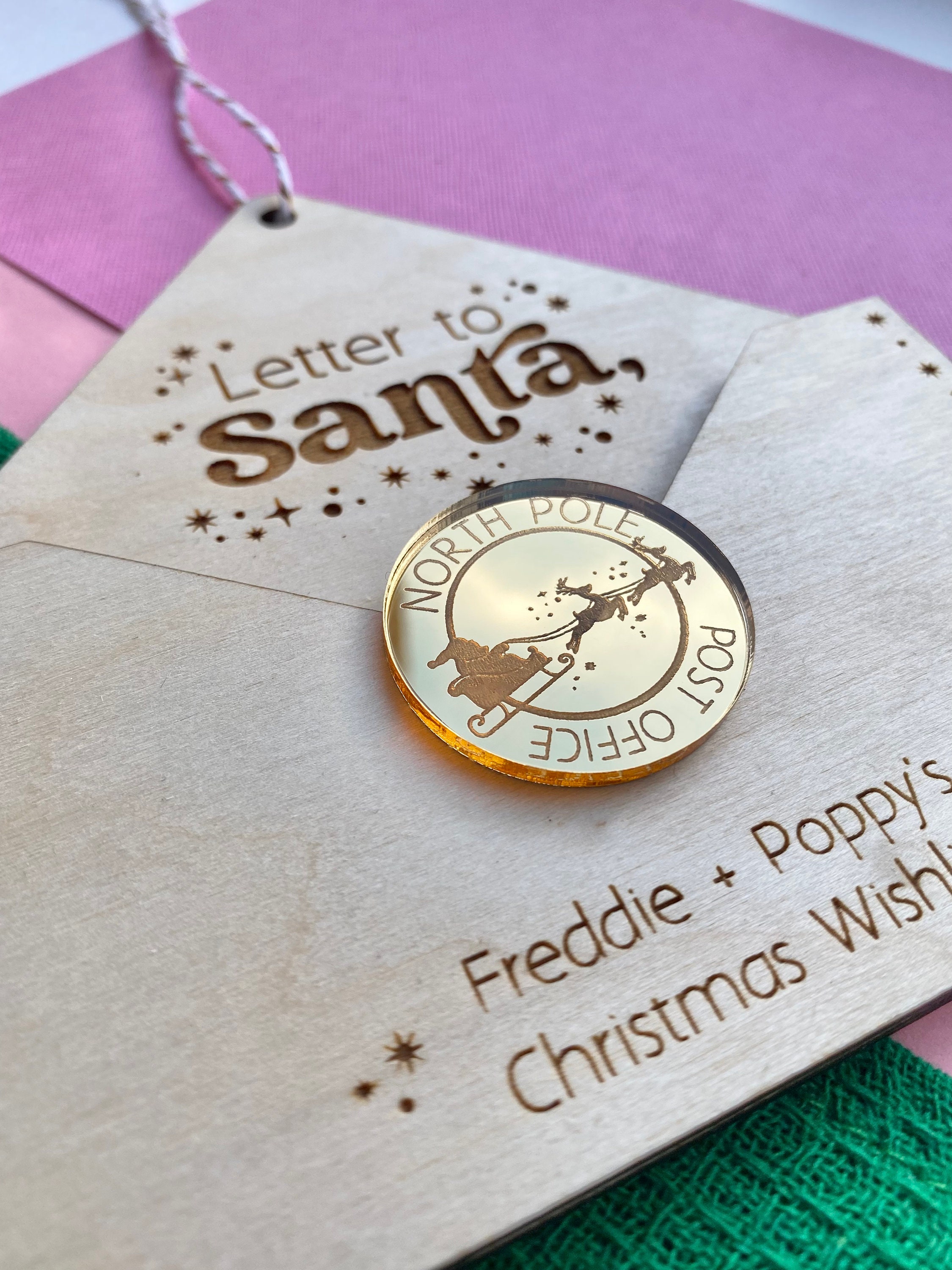 Personalised Wooden Santa Letter Holder - Letter to Father Christmas ...
