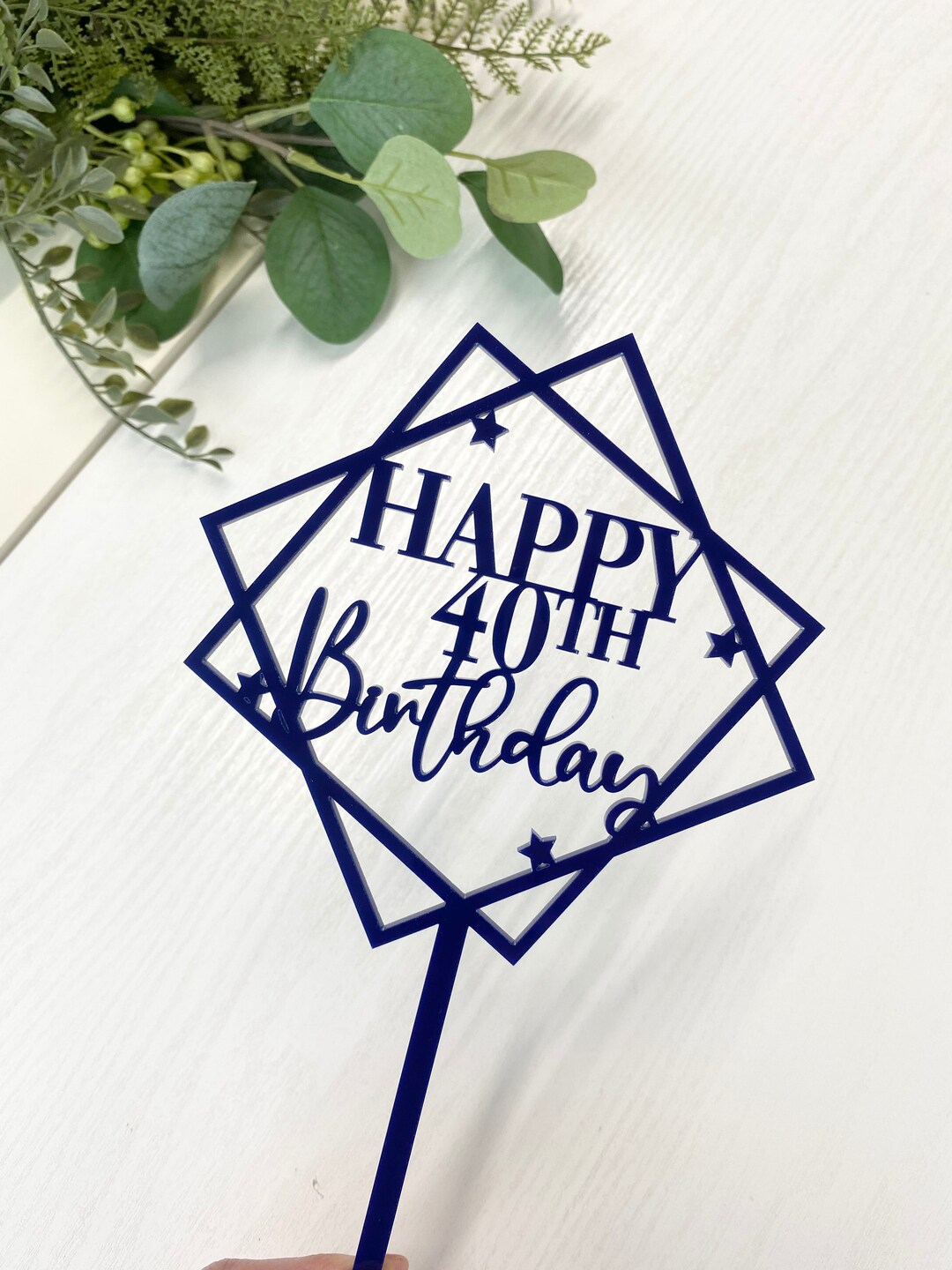 Blue Acrylic Cake Topper - Hexagon Cake Topper - Age Number Cake Topper ...