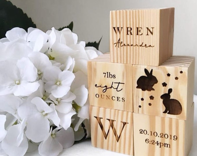 Personalized Wooden Baby Blocks, Personalized Baby Block. Comes With ...
