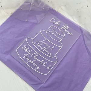 Cake Flavour Sign - Wedding Cake Sign - Acrylic Cake Sign - Cake Menu ...