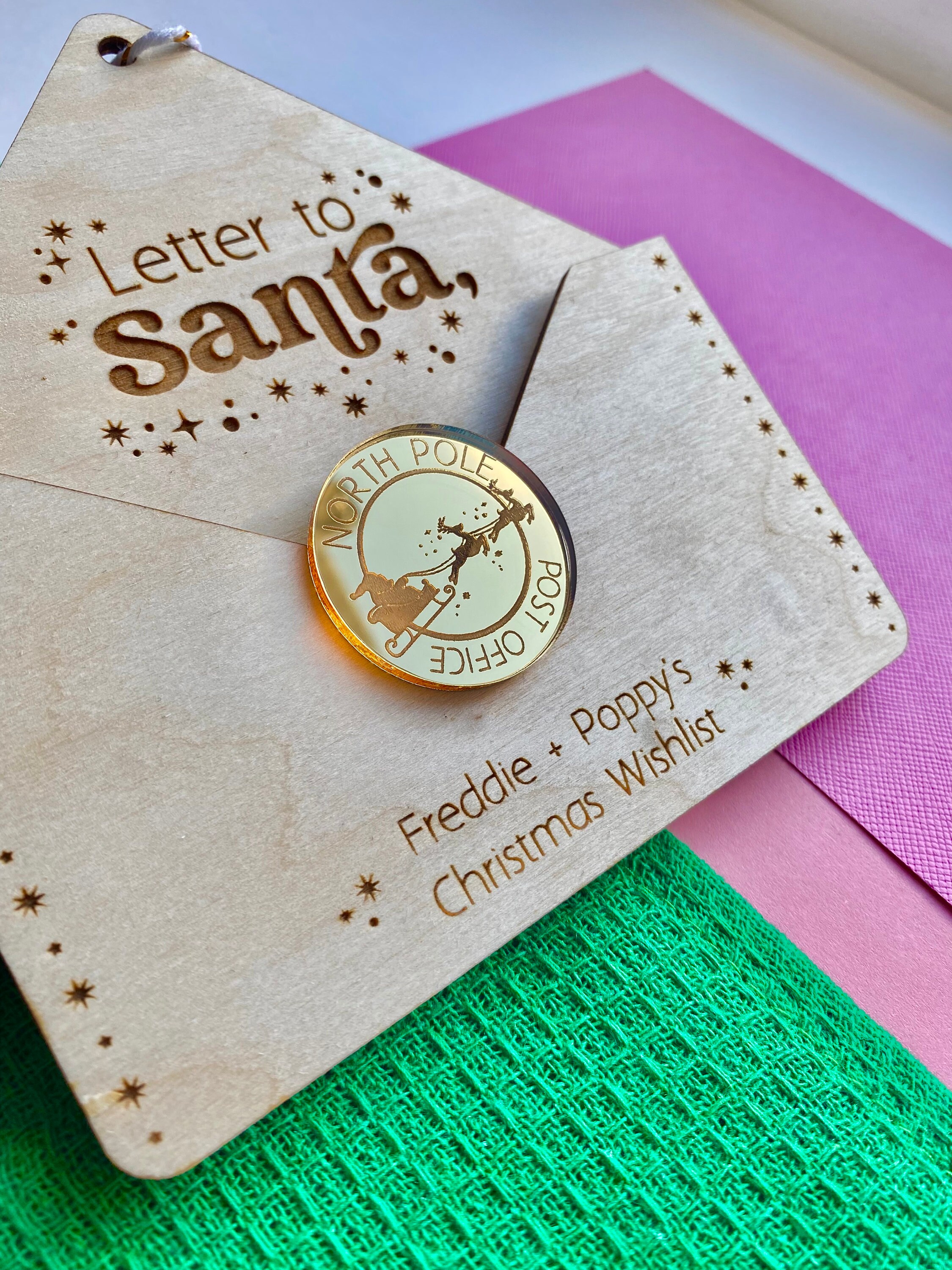 Personalised Wooden Santa Letter Holder - Letter to Father Christmas ...