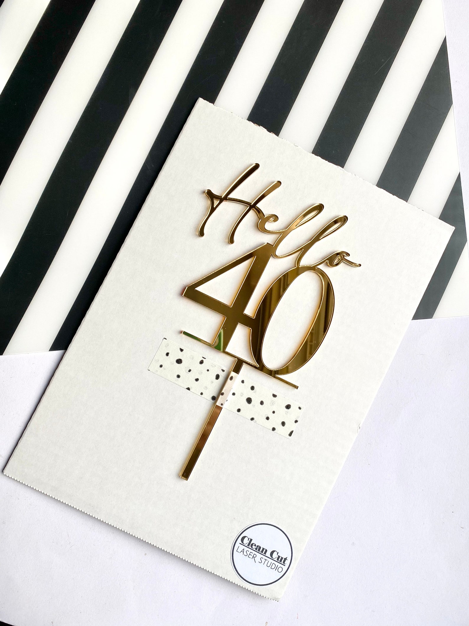 Hello 40 Cake Topper 40th Birthday Cake Topper Hello 40 Topper Gold ...