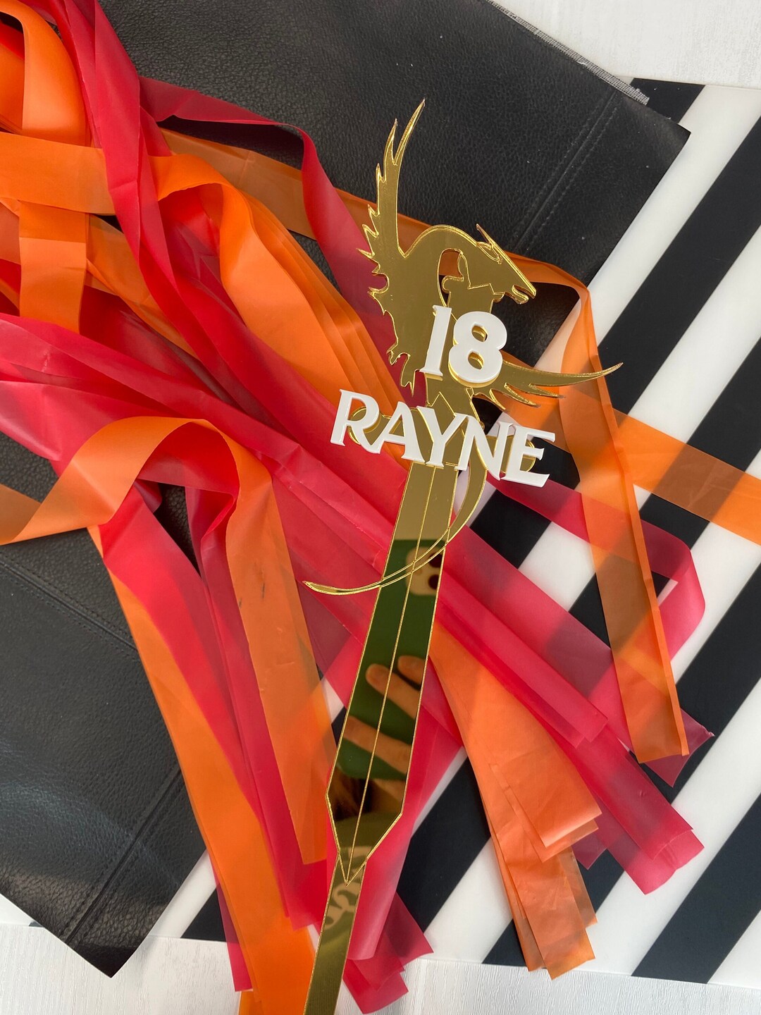 Dragon Cake Topper - Name Age Acrylic Cake Topper - Fantasy Dragon D&D ...