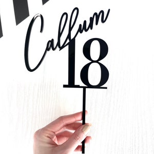 Name and Number Cake Topper - Black Cake Topper Birthday - Men's Cake ...
