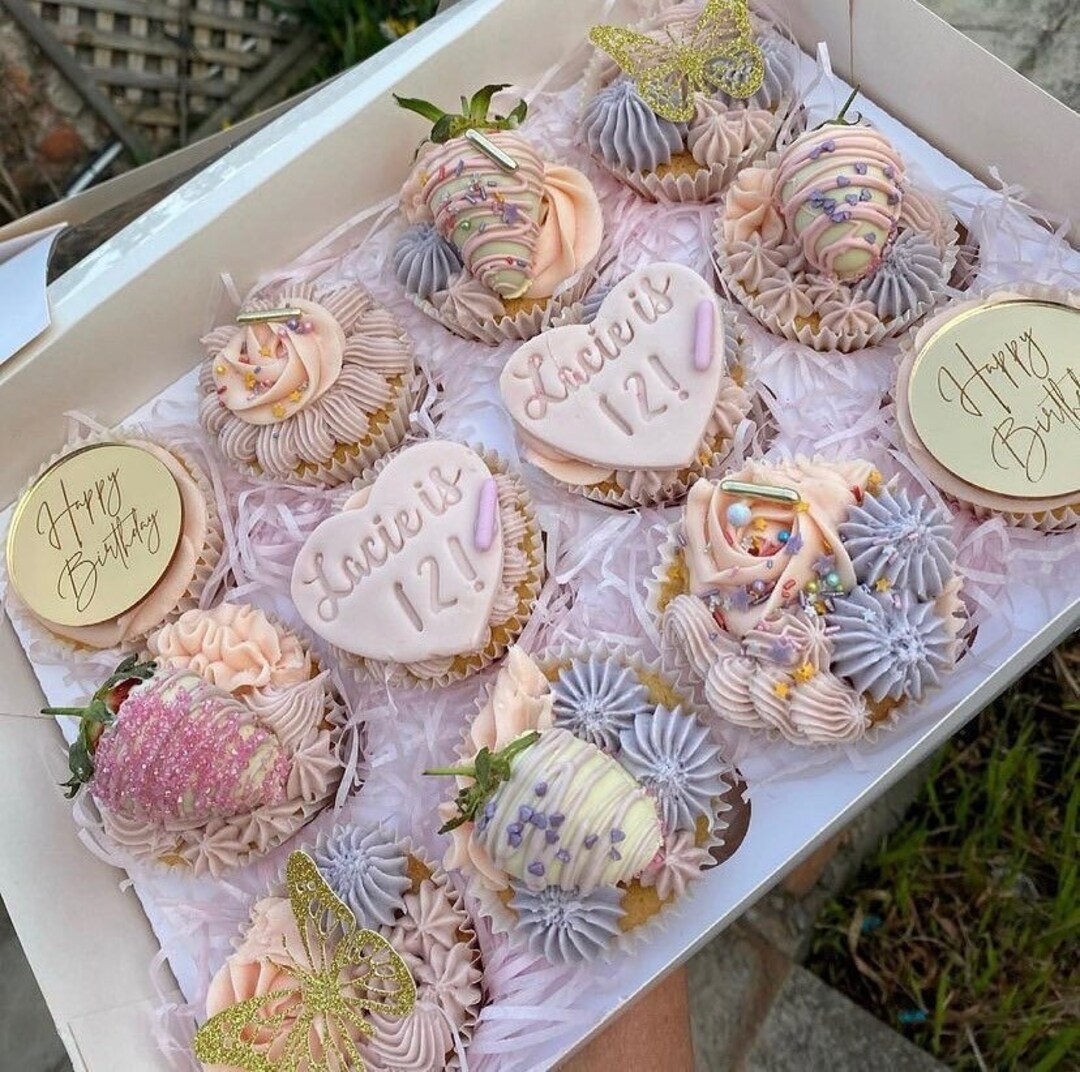 Happy Birthday Gold Cupcake Discs - Gold Cake Charms - Birthday Cake ...