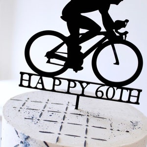 Bike Cake Topper - Black Bike Cake Topper - Acrylic Birthday Cake ...