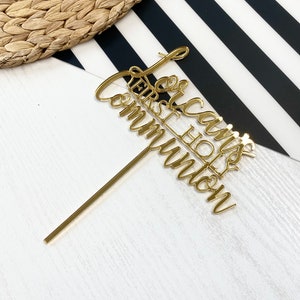 Personalised Holy Communion Cake Topper - Gold Acrylic Cake Topper ...