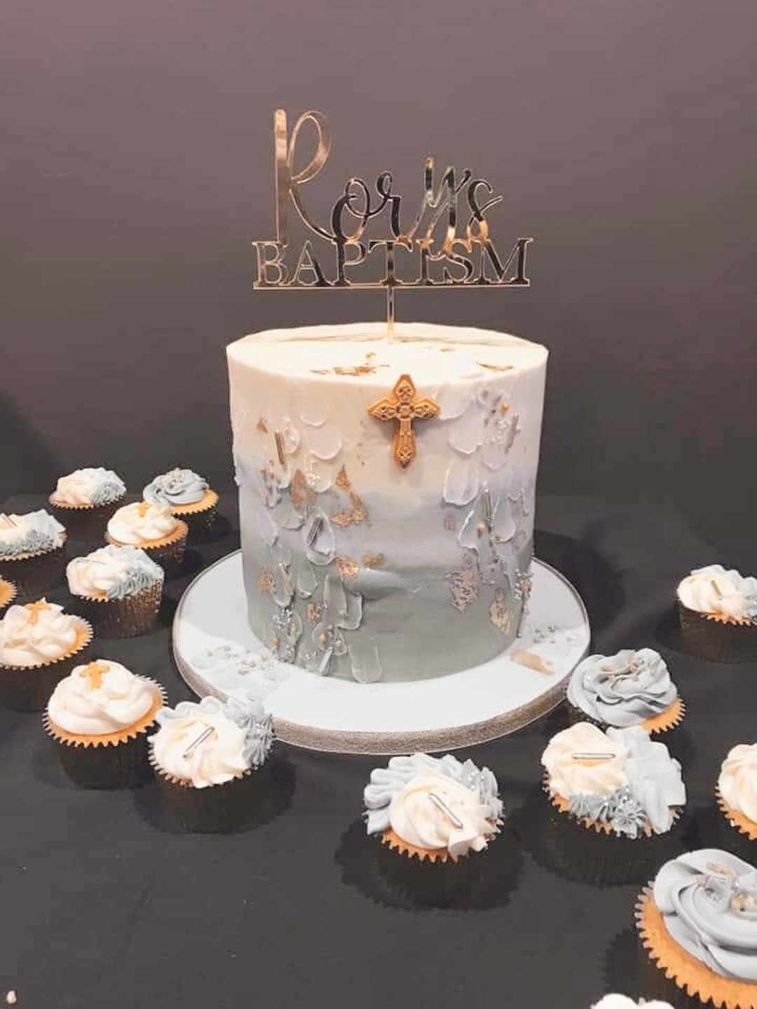 Baptism Cake Topper - Personalised Baptism Cake Topper - Gold Acrylic ...