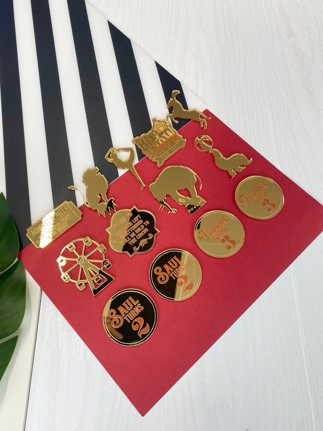 Circus Themed Cupcake Toppers - Circus Carnival Cake Charms - Gold ...