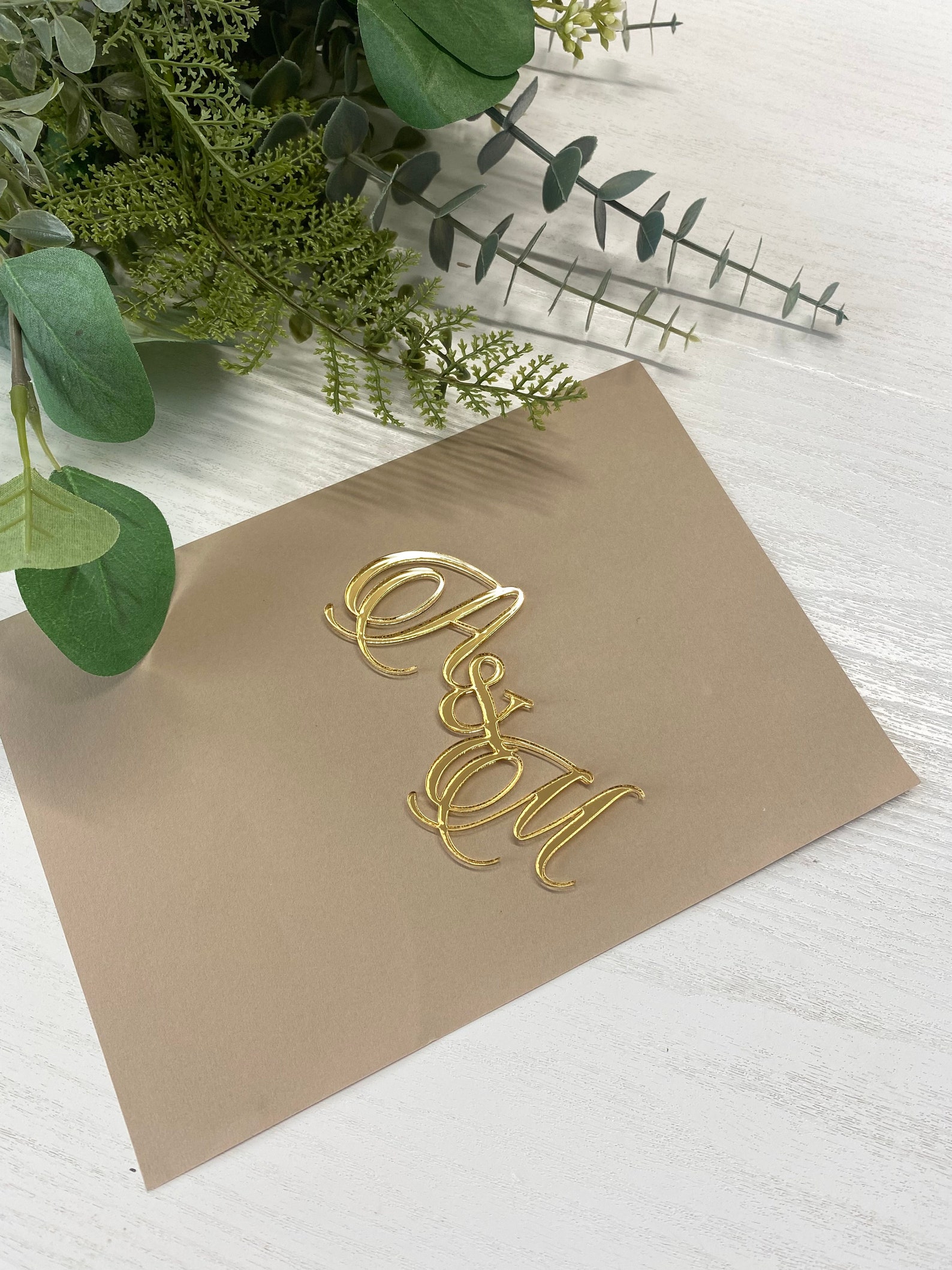 Monogram Wedding Cake Charm - Cake Charm - Gold Wedding Cake Topper ...