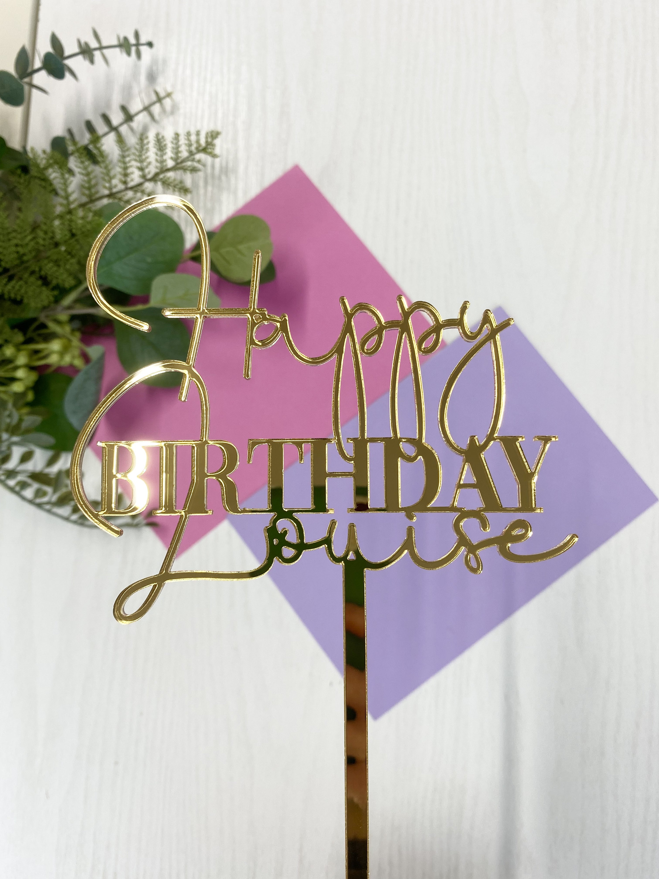 Birthday Cake Topper - Personalised Cake Topper - Birthday Name Cake ...
