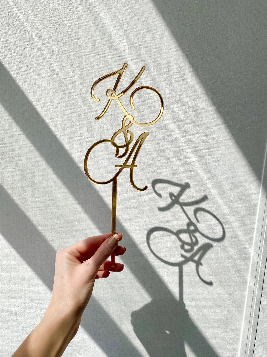 Initial Wedding Cake Topper - Engagement Cake Topper-gold Wedding Cake ...