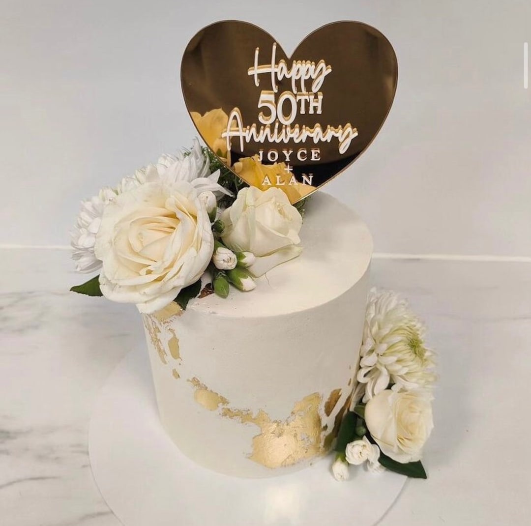 Wedding Anniversary Cake Topper - Golden Wedding Anniversary ...