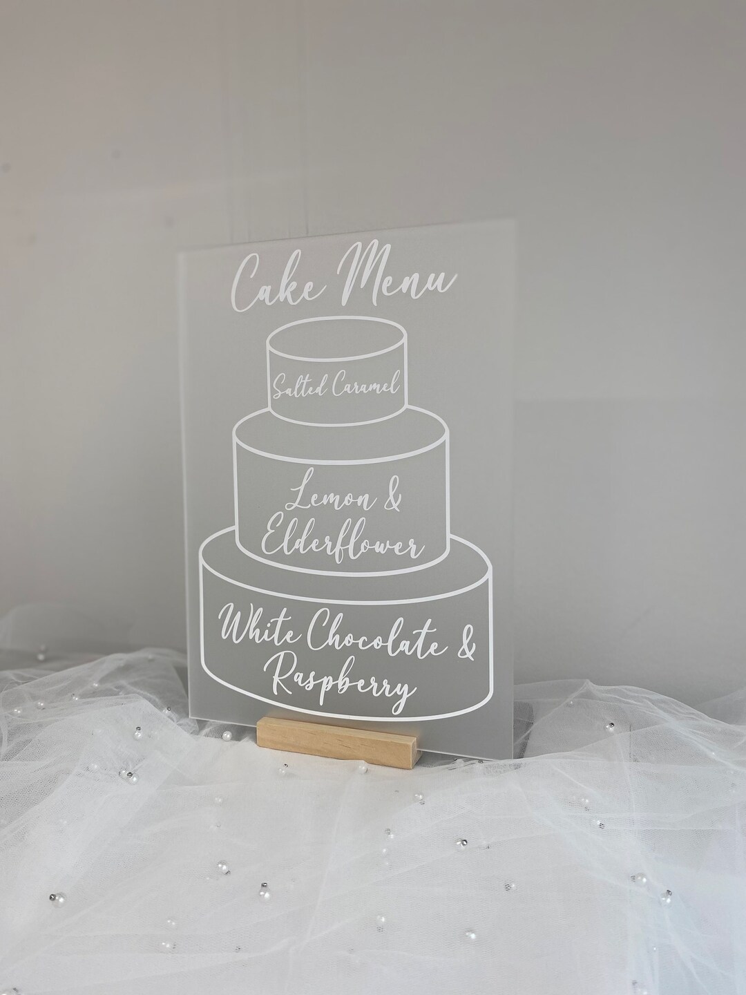 Cake Flavour Sign - Wedding Cake Sign - Acrylic Cake Sign - Cake Menu ...