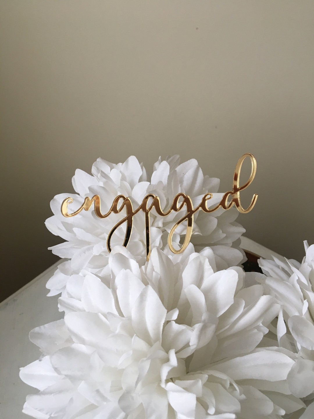 Engagement Cake Topper - Engaged Cake Topper - Gold Cake Topper ...