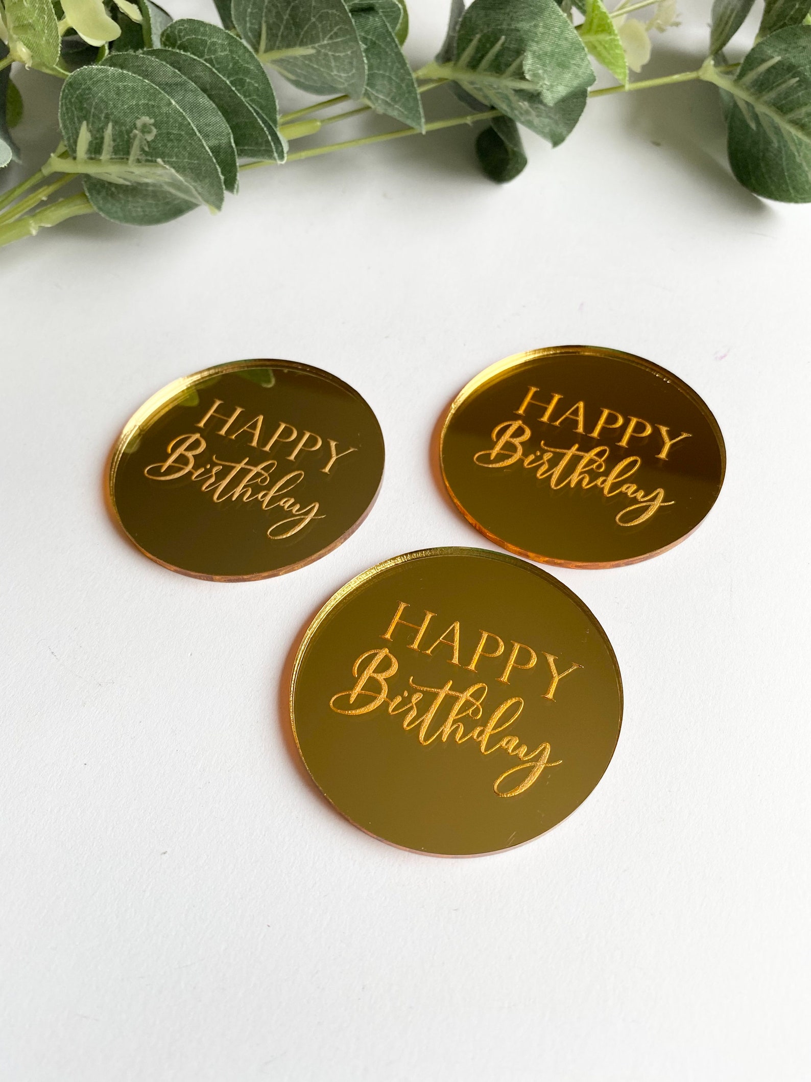 Gold Cupcake Disc - Happy Birthday Cupcake Disc - Cupcake Charms ...