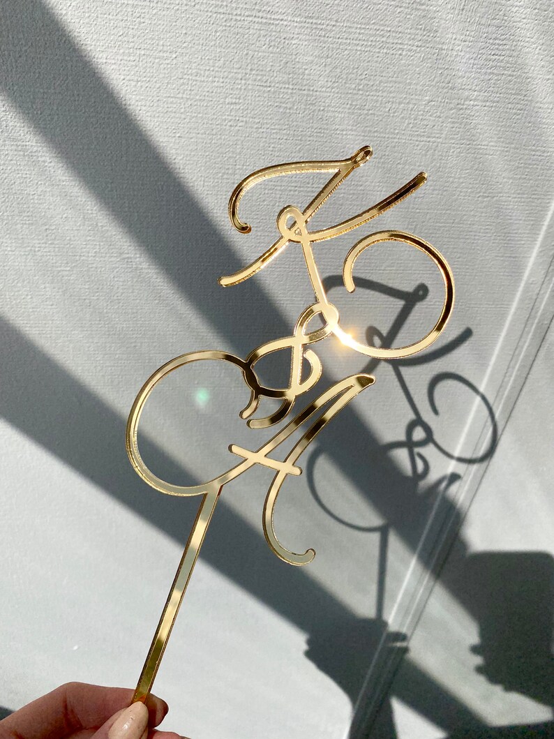 Initial Wedding Cake Topper - Engagement Cake Topper-gold Wedding Cake ...