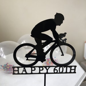 Bike Cake Topper - Black Bike Cake Topper - Acrylic Birthday Cake ...