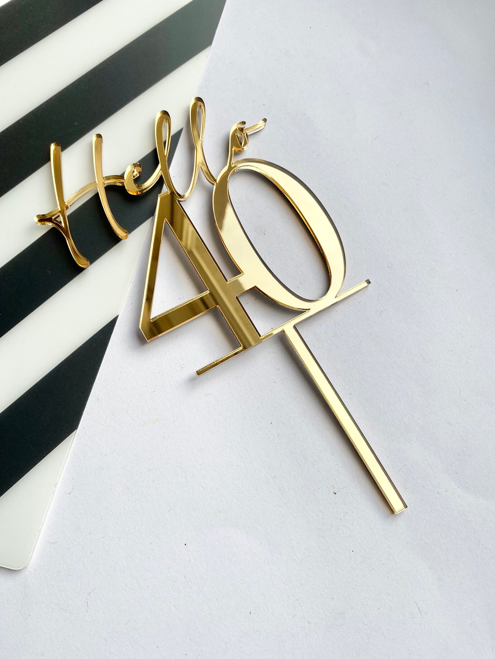 Hello 40 Cake Topper 40th Birthday Cake Topper Hello 40 Topper Gold ...