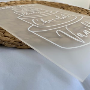 Cake Flavour Sign - Wedding Cake Sign - Acrylic Cake Sign - Cake Menu ...
