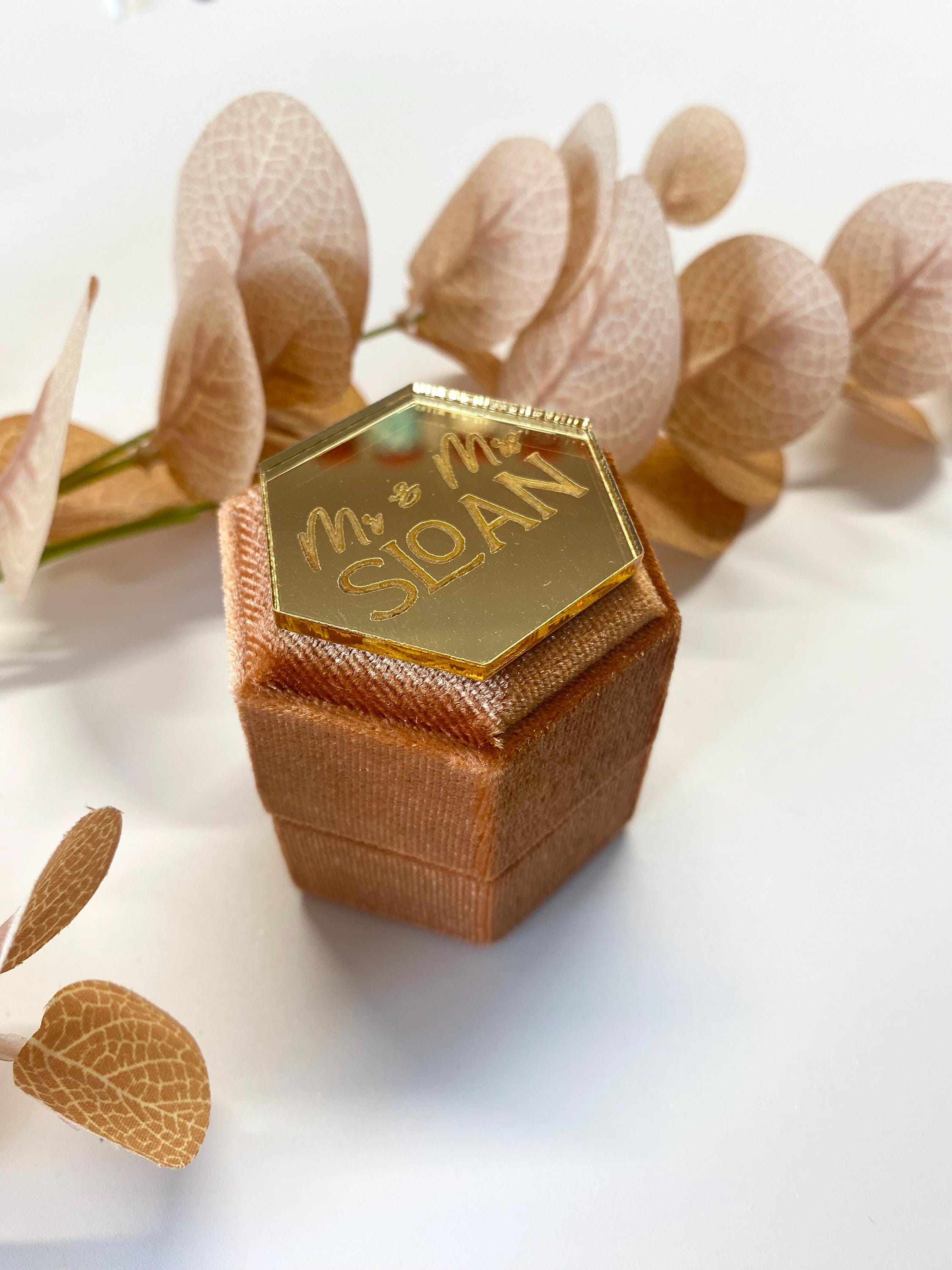 Ring Box - 2 SLOT Acrylic Top Ring Box, Velvet Ring Box - Hexagon Ring ...