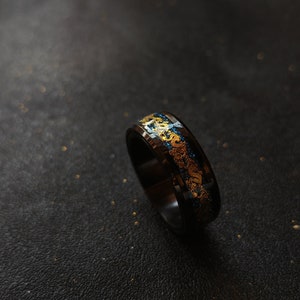 Black Titanium Ring Rotating Fidget Ring Gold Dragon Ring Gift Anxiety ...