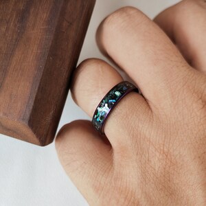 Purple Titanium Steel Ring Handmade Rainbow Abalone Shell Ring Men Ring for Wedding Gift - Etsy