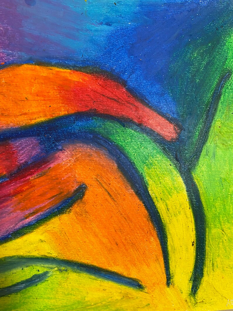Friction Oil Pastel Abstract Illustration on Textured Paper - Etsy