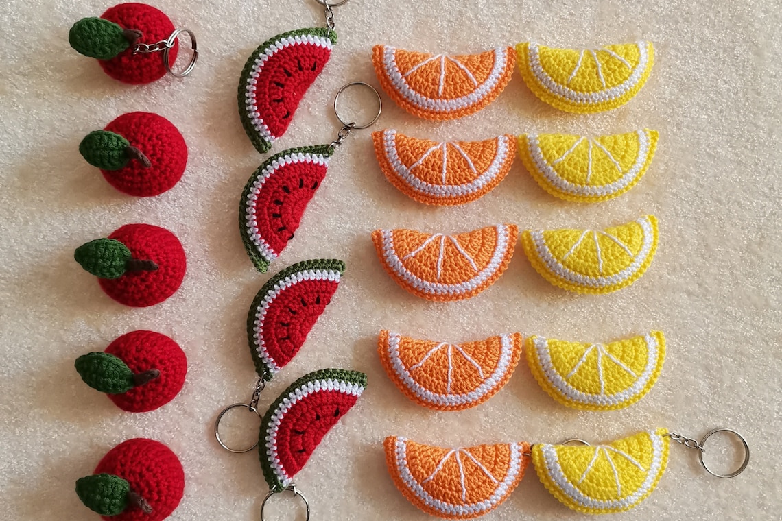 Crochet Fruit Keychain Gift Handmade Bag Charm Accessory - Etsy