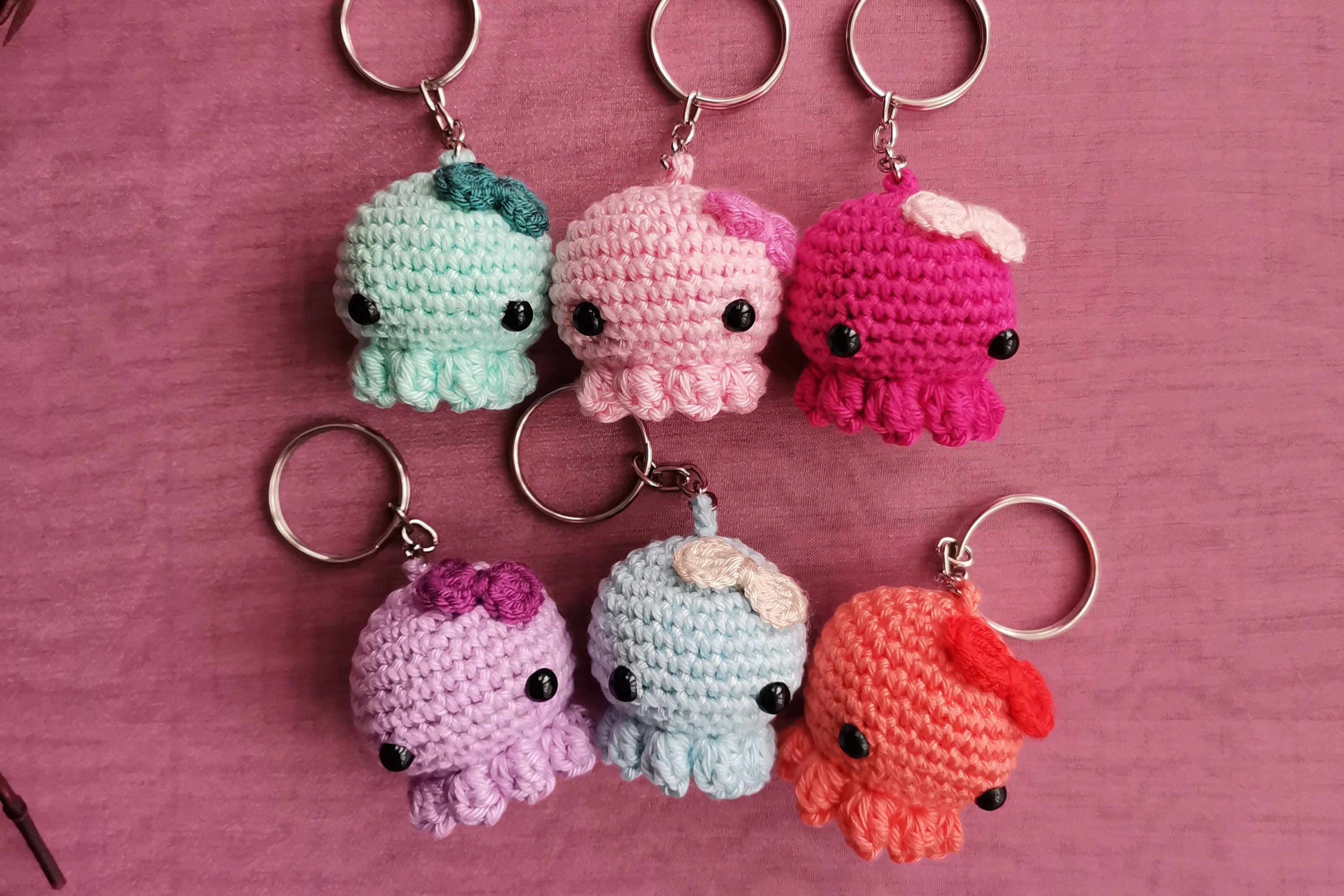 Custom Amigurumi Octopus Keychain, Crochet Octopus Keychain Gift ...