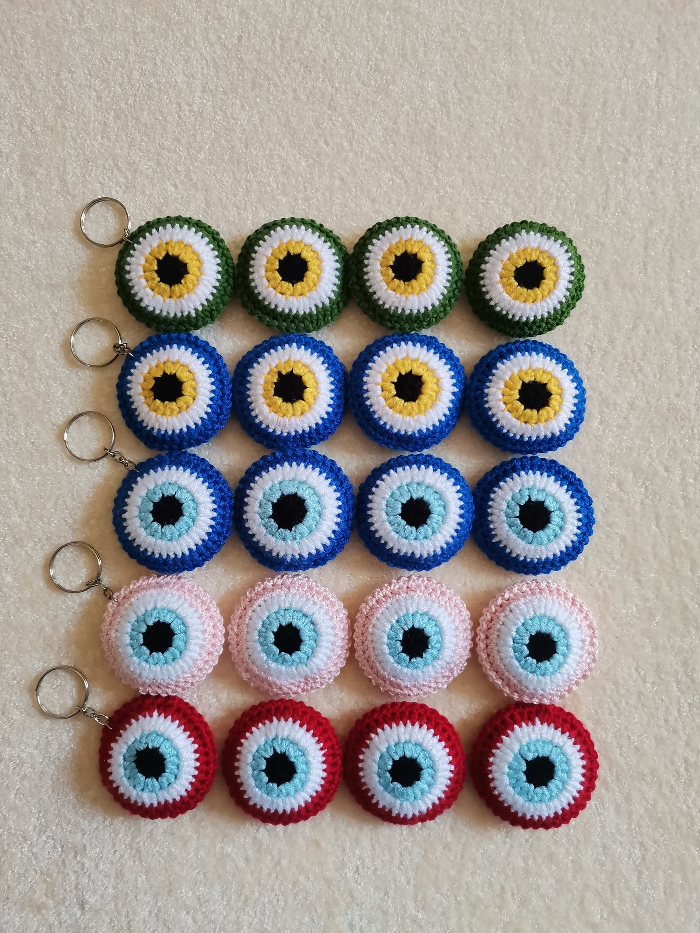 Crochet Evil Eye Keychain for Women, Handmade Evil Eye Key Ring ...