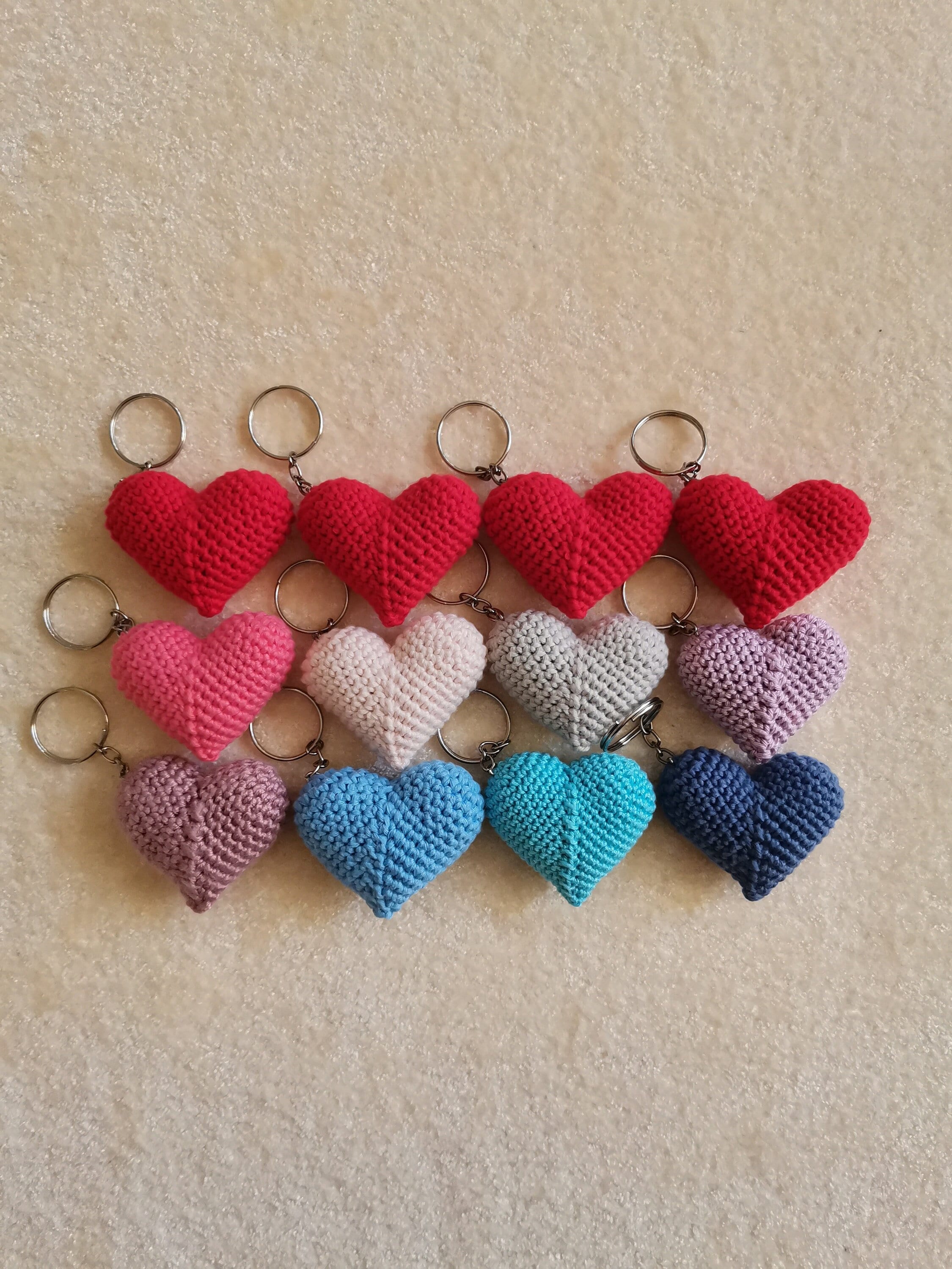 Heart Keychain- Crochet Keychain- Bride Shower- Bag Accessory- Heart ...