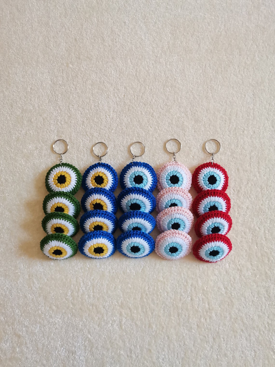 Crochet Evil Eye Keychain for Women Handmade Evil Eye Key - Etsy