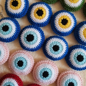 Crochet Evil Eye Keychain for Women, Handmade Evil Eye Key Ring ...