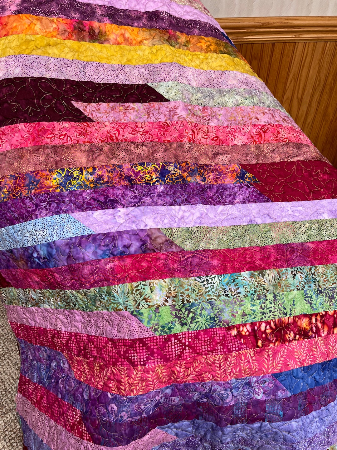 1600” Batik Strip Quilt - Etsy