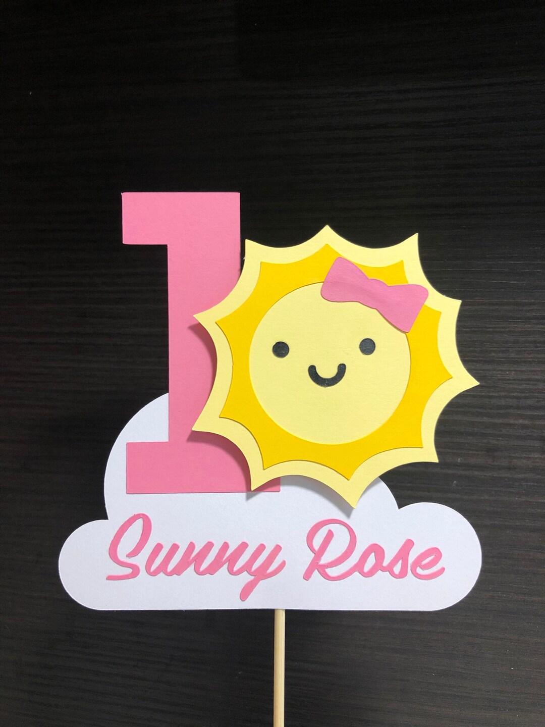 Sun Theme Birthday Cake Topper, Cloud, Sun, Sunshine, Pink, Yellow ...