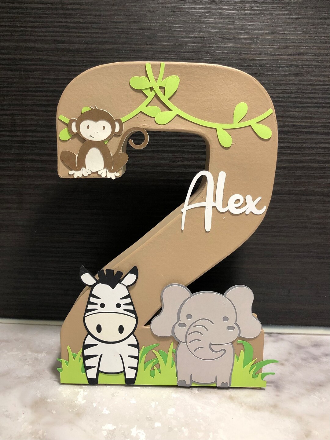 Two Wild Number 2 Safari Birthday Painted Letter, Cardstock, Monkey ...