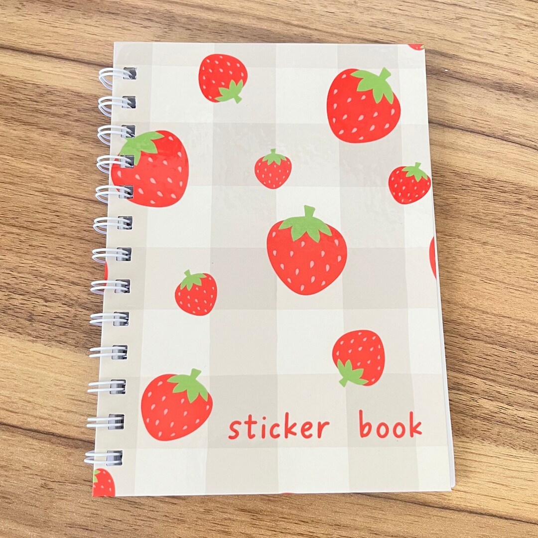 Strawberry Sticker Album Reusable, 5x7 Reusable Sticker Book (80 Pages ...