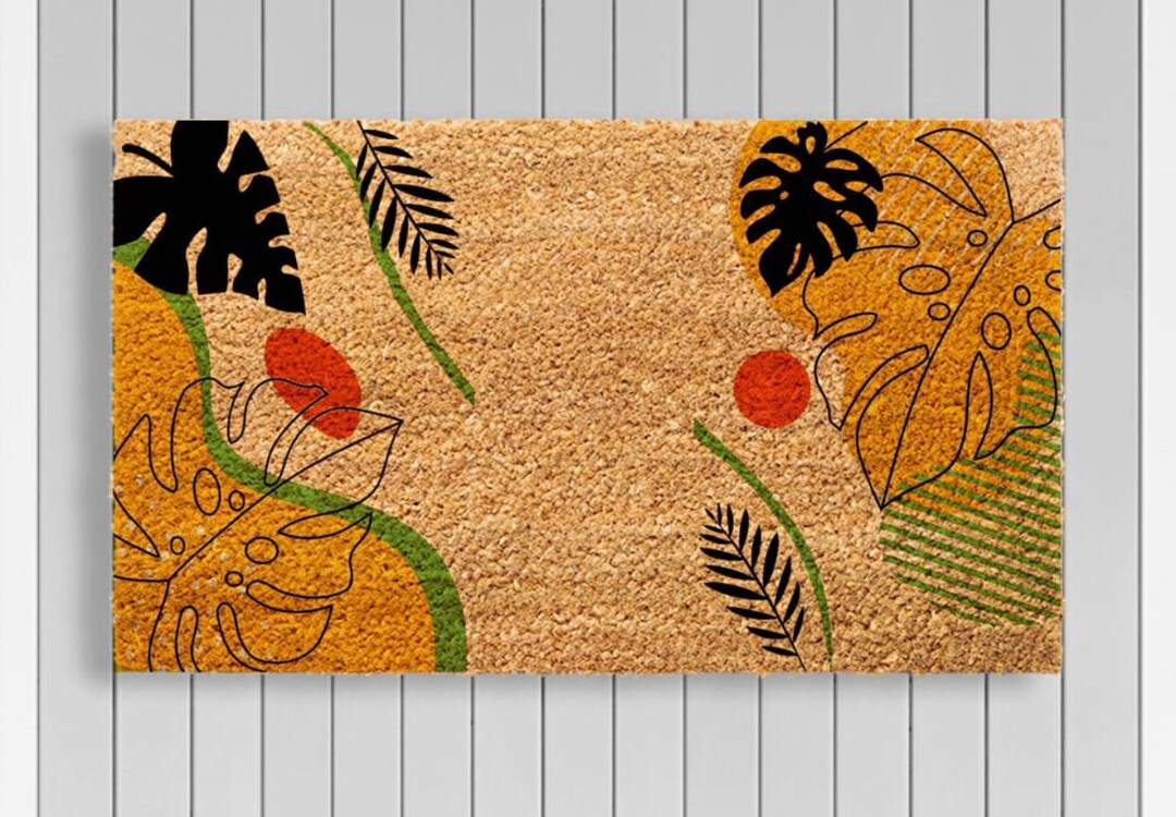 Minimalist Monstera Leaf Doormat , Nature Doormat, Herb Decor, Friend ...