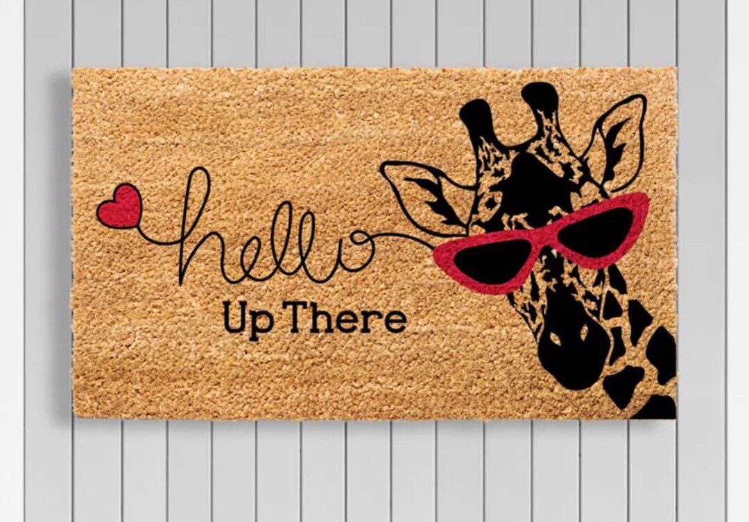 Hello up There Giraffe Doormat: Funny Welcome Rug - Etsy UK