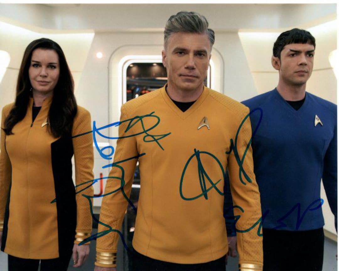 Anson Mount, Ethan Peck and Christina Chong Signed 8x10 Star Trek Photo ...
