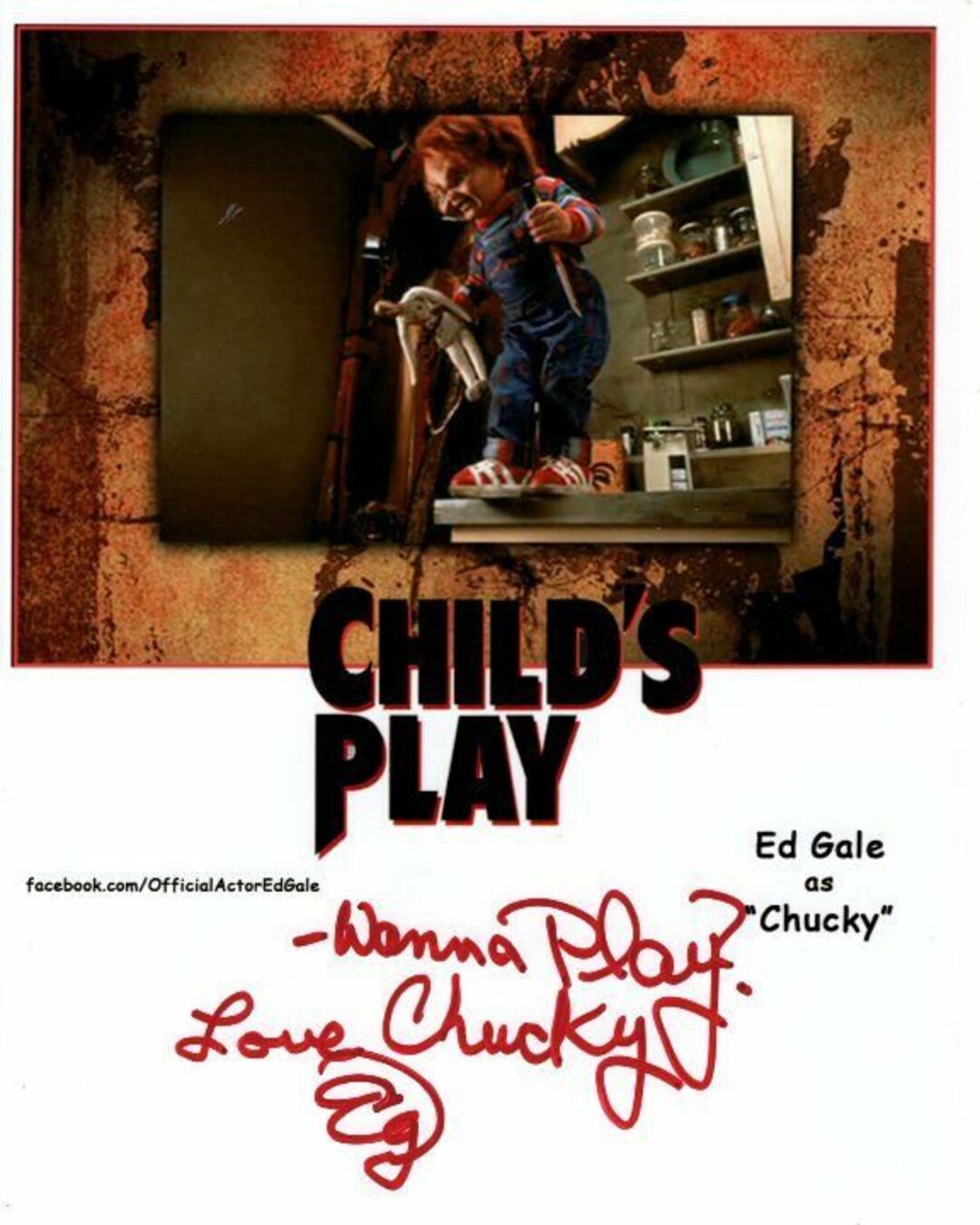 Ed Gale Signed Child's Play Chucky Photo W/ Hologram Coa - Etsy