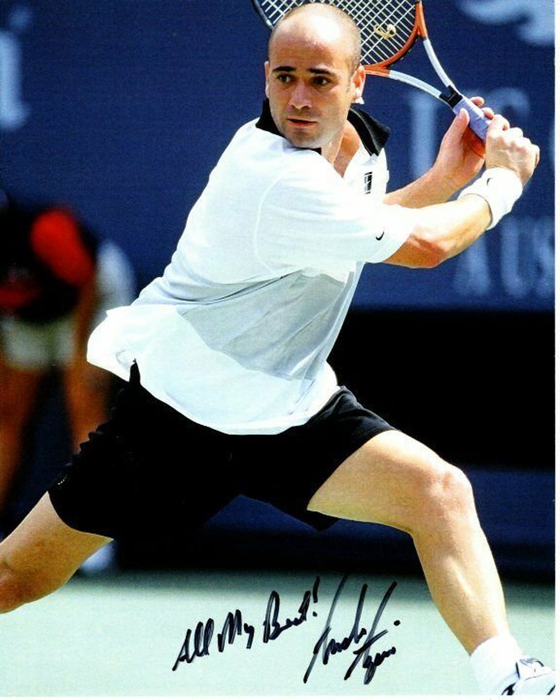 Andre Agassi Signed Tennis Photo W/ Hologram Coa - Etsy