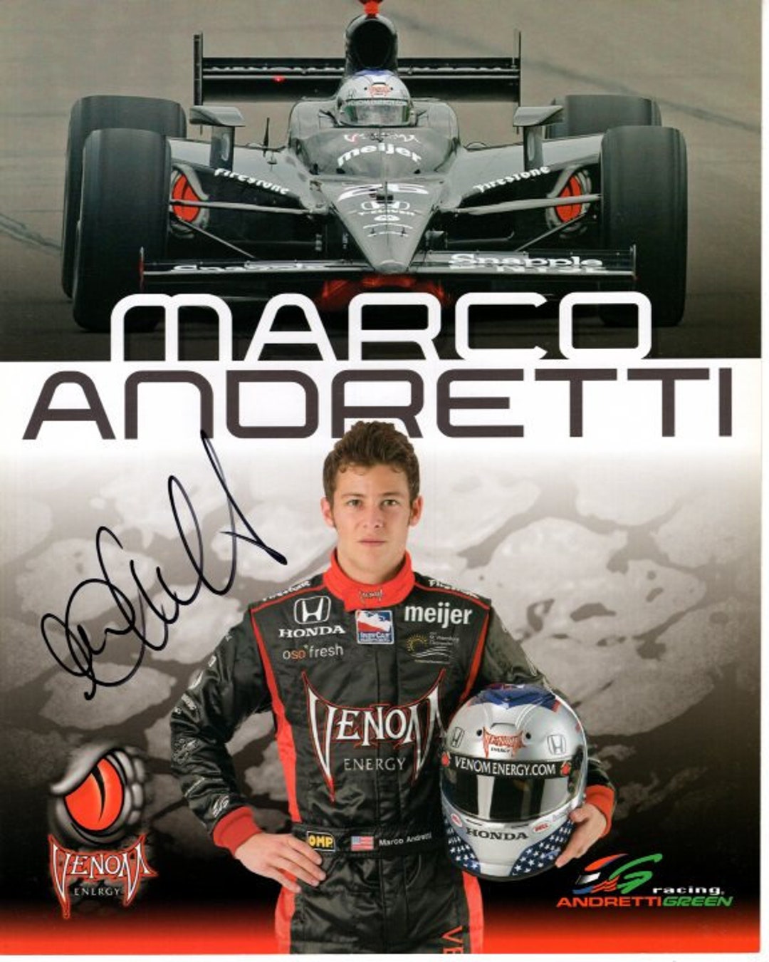 Marco Andretti Signed 8x10 Indy Photo Hero Card W/ Hologram Coa - Etsy