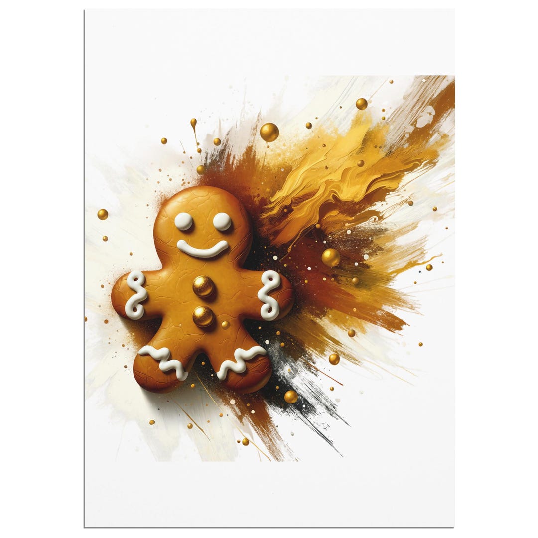 Gingerbread Man Digital Art Print Christmas Holiday Decor Festive Wall ...