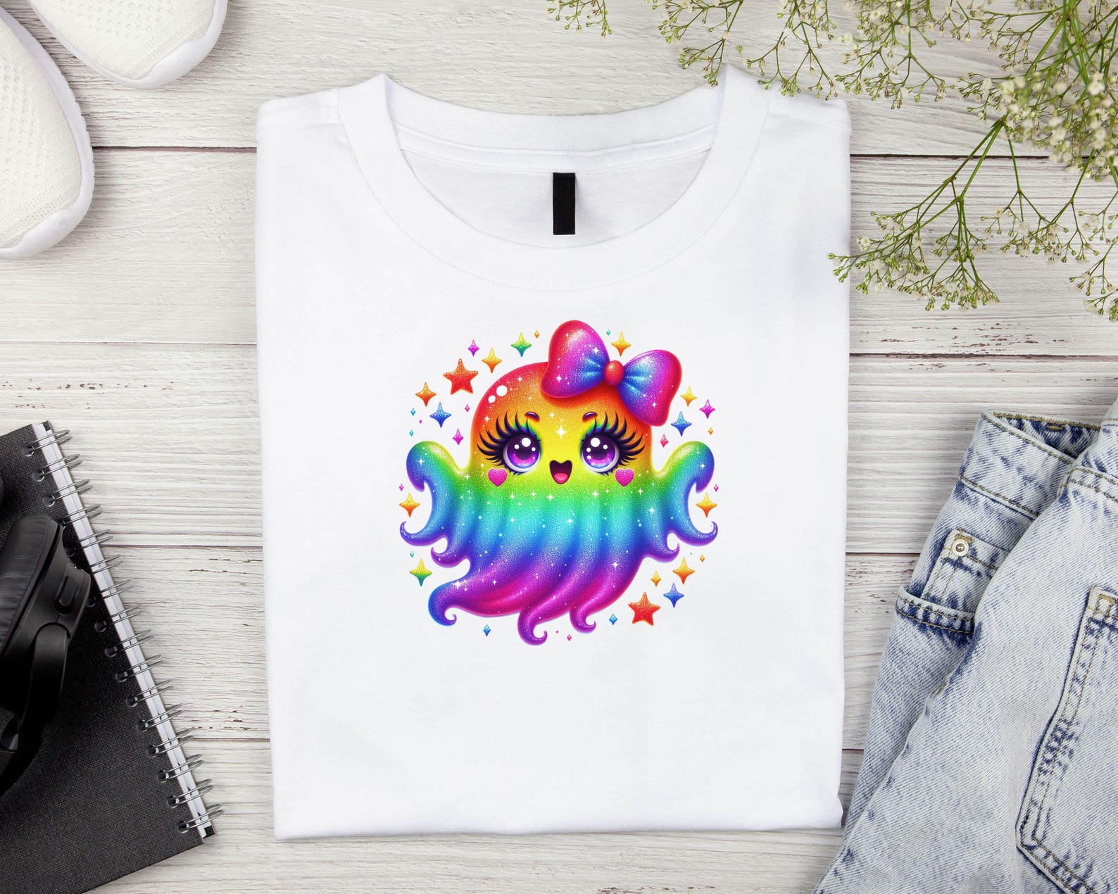 Rainbow Floating Ghost Png Cute Halloween Clipart Design Cute Halloween ...