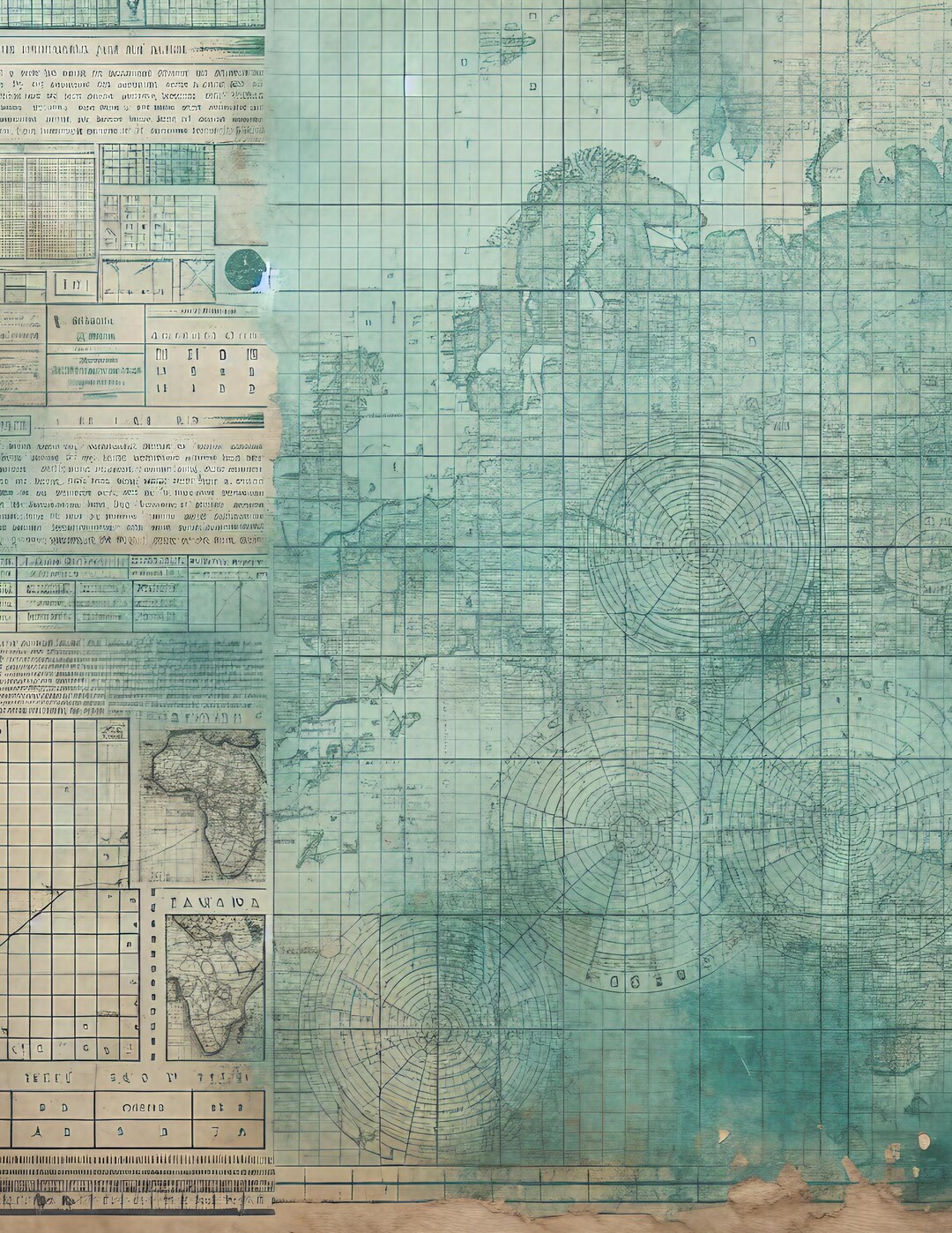 10 Grid Maps Junk Journal Papers, Digital Ephemera Pack, Blue World Atlas Pages, Printable for ...