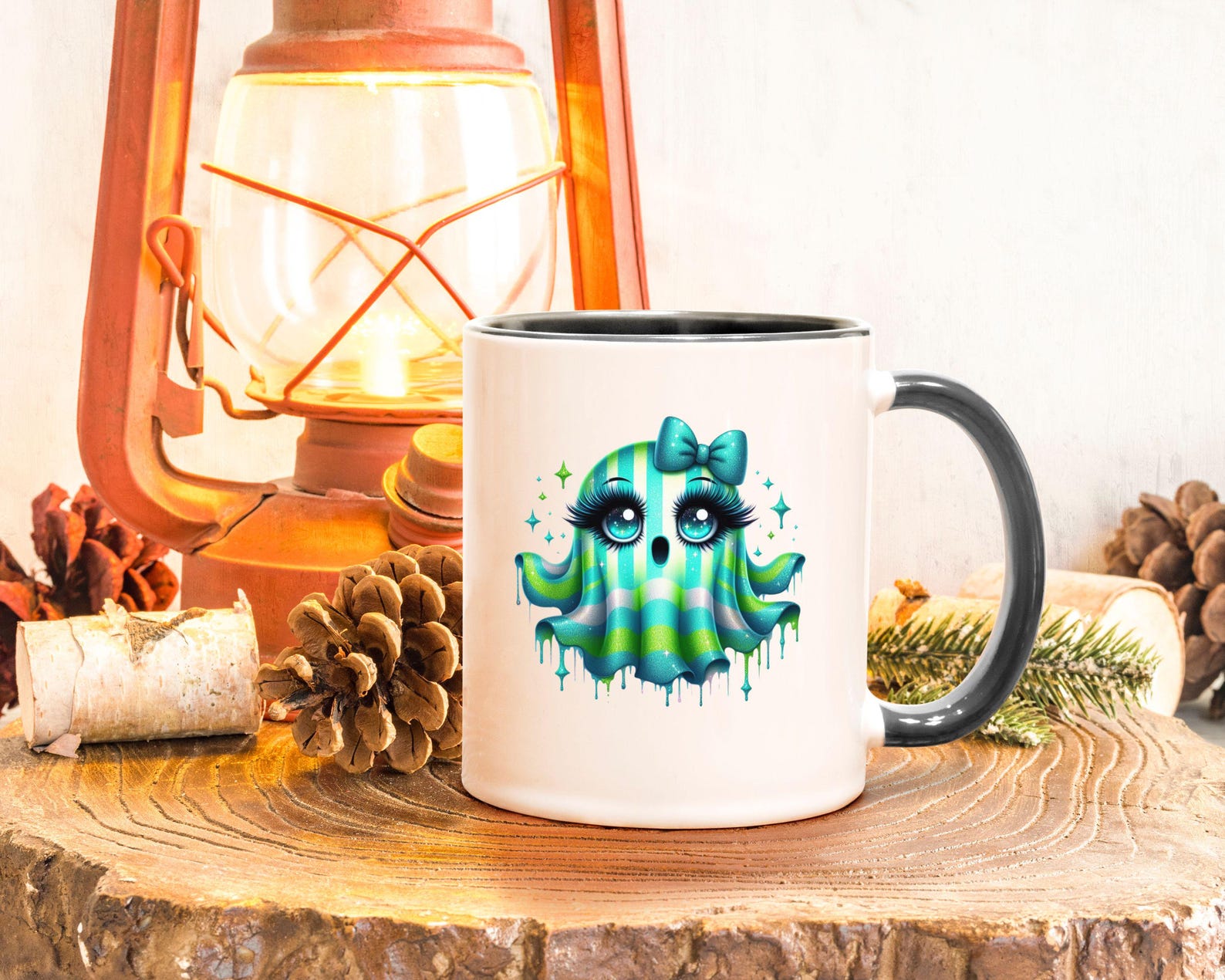 Striped Halloween Ghost PNG: Turquoise & Lime Clipart - Etsy